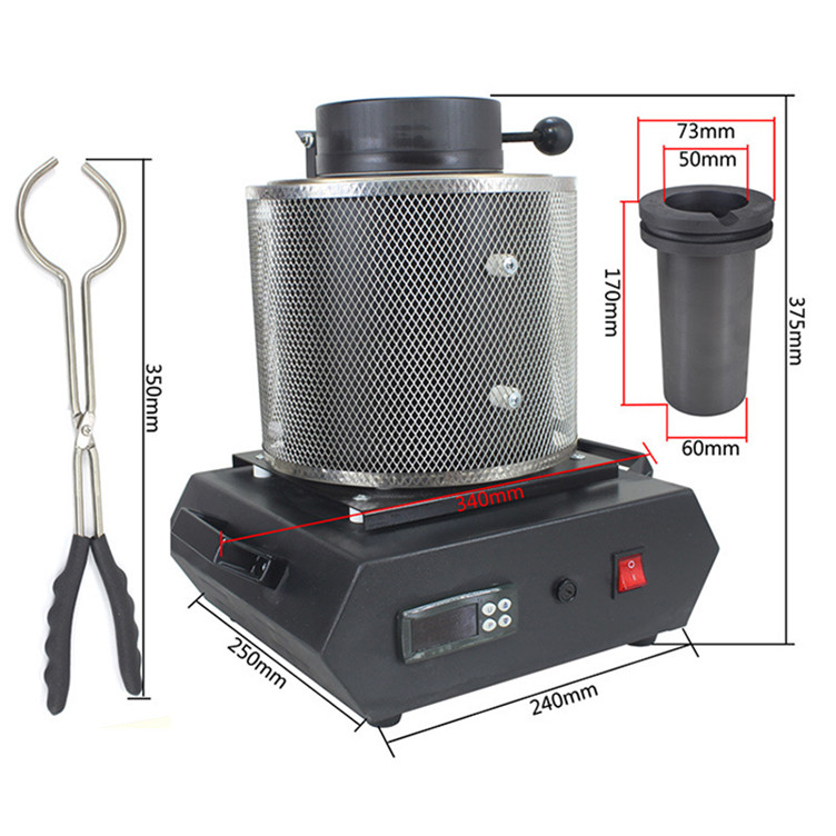 1400W Black Electric Mini Gold Melting Machine 2KG 3KG Melting Furnace